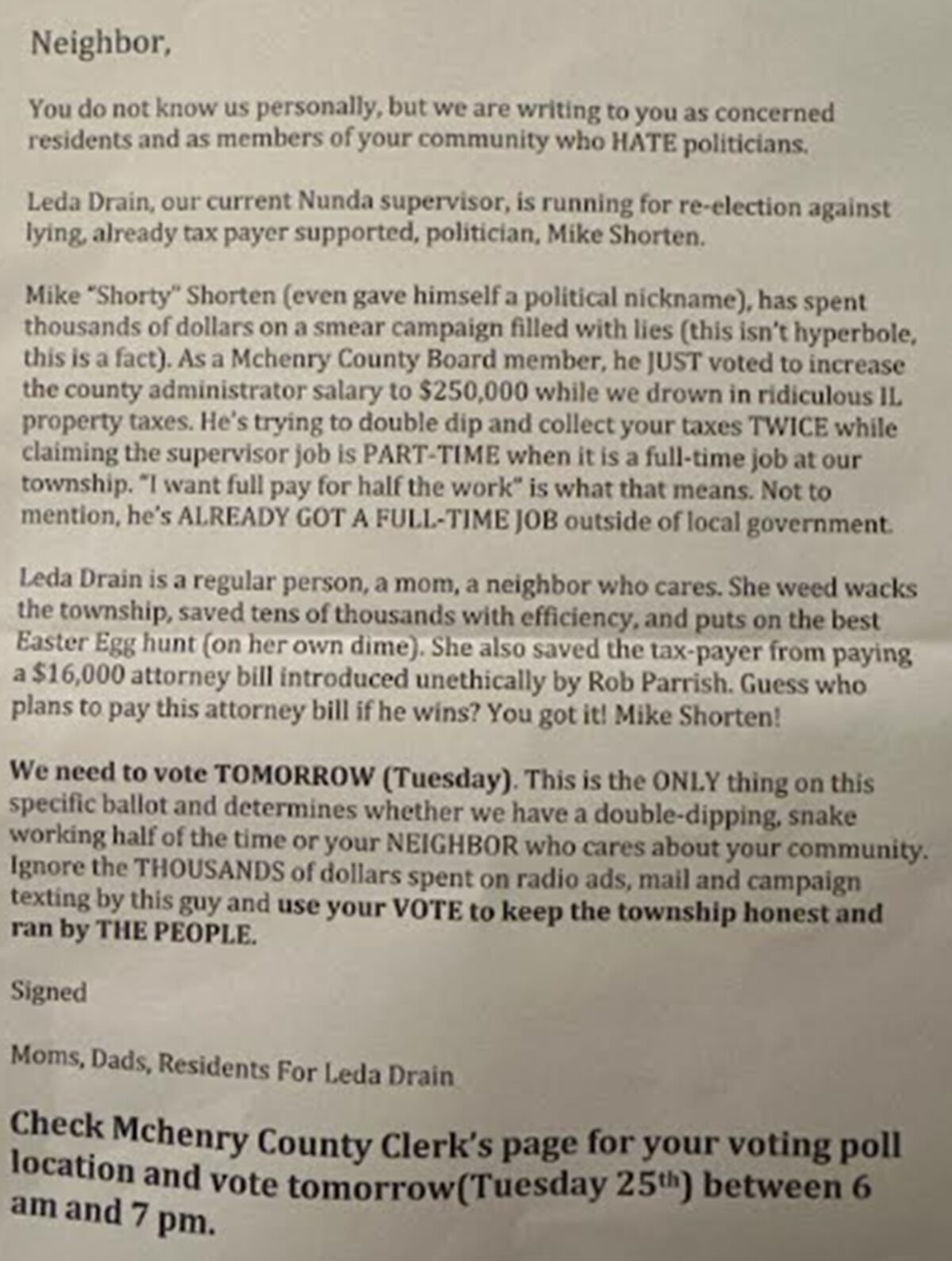 Anonymous Letter in Support of Leda Bobera-Drain’s Re-Election Campaign ...