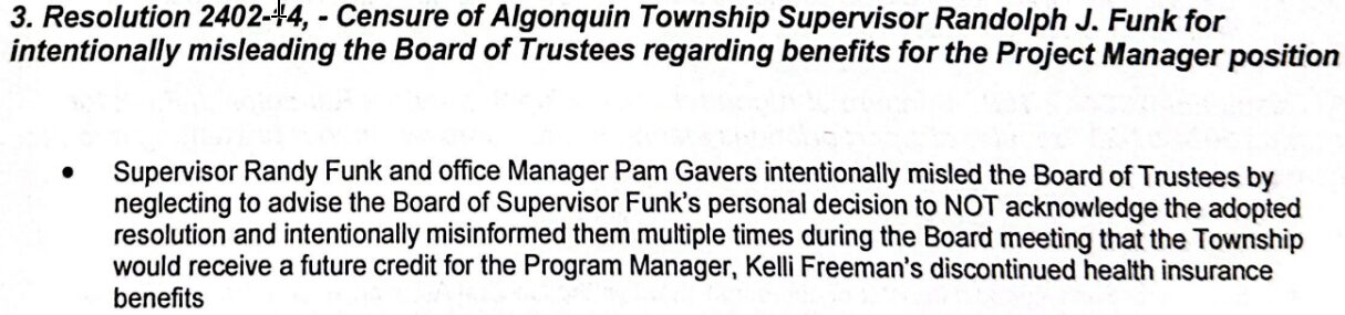 The Censures of Algonquin Township Supervisor Randy Funk – Part 3 ...