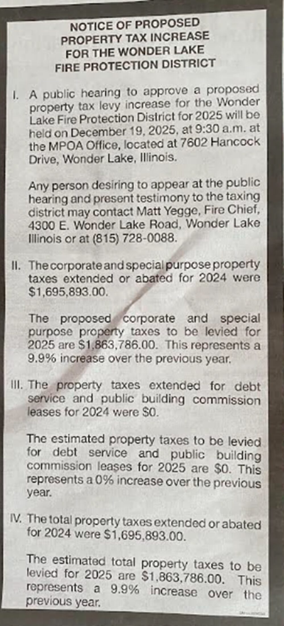 Wonder Lake Fire Protection District Requests 9.9% More - McHenry ...